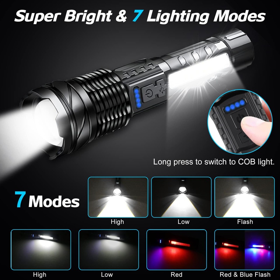 A76 Rechargeable Flashlights 15000000 High Lumens - Brightest LED Flash ...