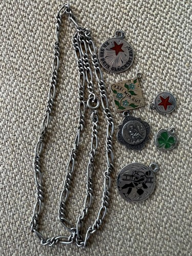 Vintage Antique Rare 800 Silver Charms German Enameled + Necklace ...