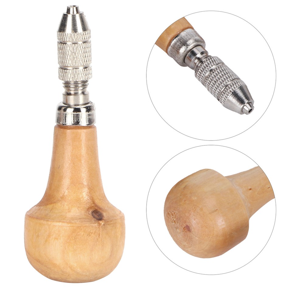 3 Set Hand Chucks Wooden Handles Pear Shape Graver Handle Pin Vise Hand ...