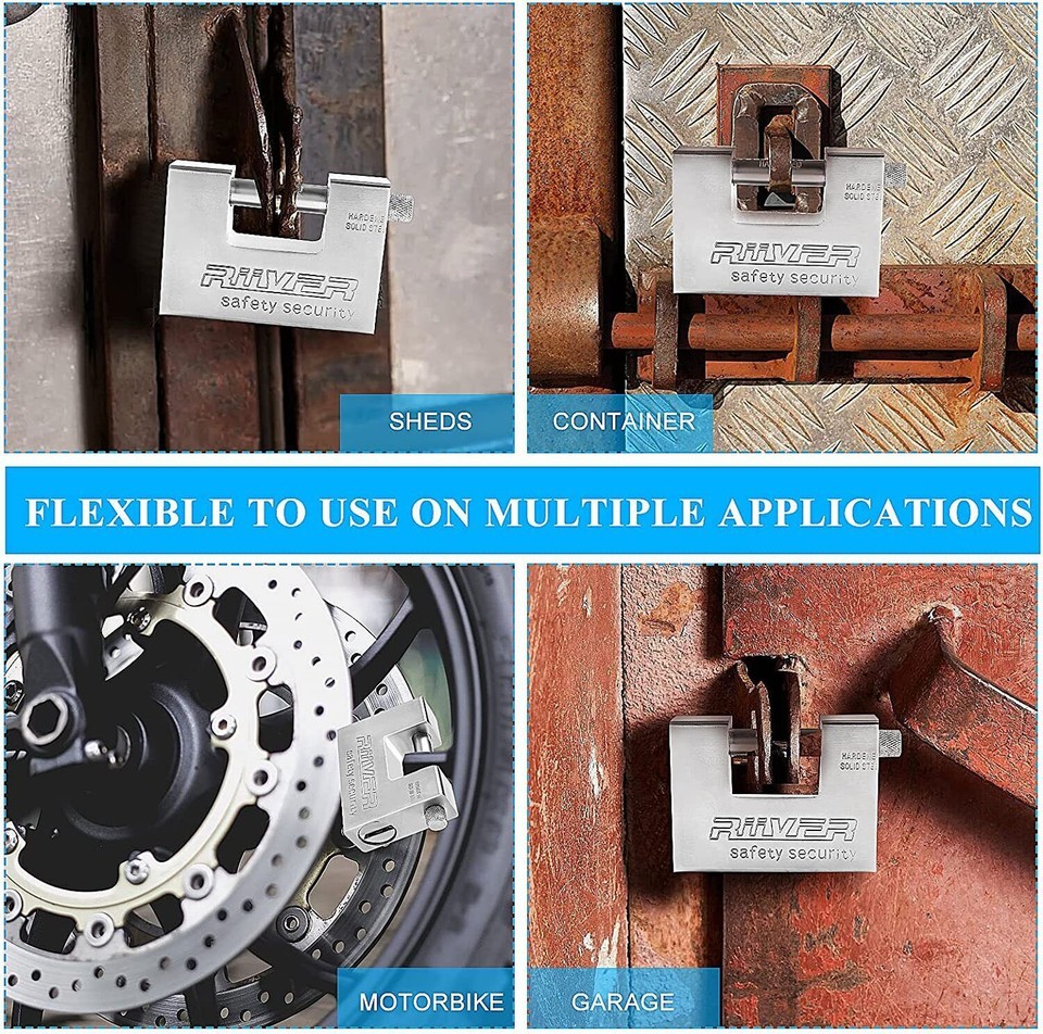 94mm Heavy Duty Padlock & 5 Keys Armoured Steel Shutter Warehouse ...