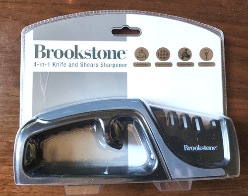 BROOKSTONE 4-in-1 Knife & Shear Sharpener Non-Slip Easy Grip Handle ...