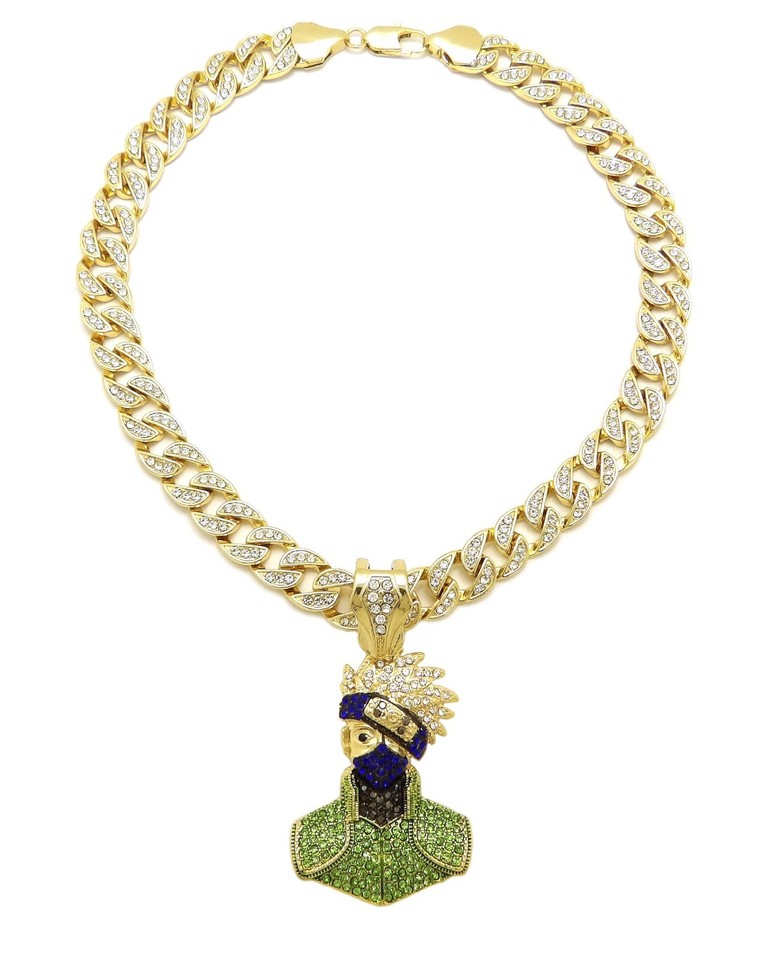 Hip Hop Cubic Zirconia NARUTO Gold Plated Pendant 10mm Iced Cuban Chain ...