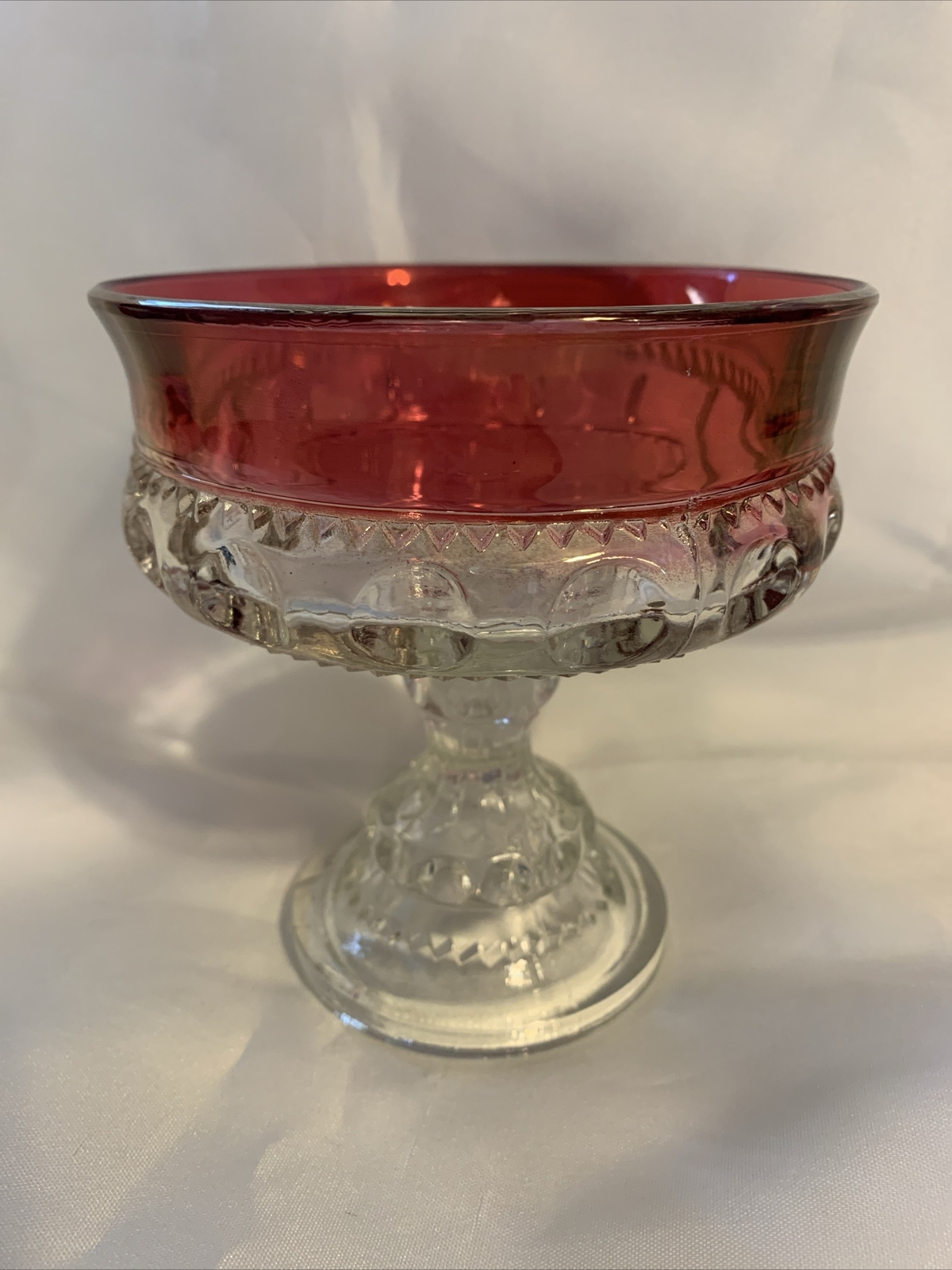 Kings Crown | Thumbprint | Cranberry Ruby Red Flash Glass | Pedestal Dish | eBay
