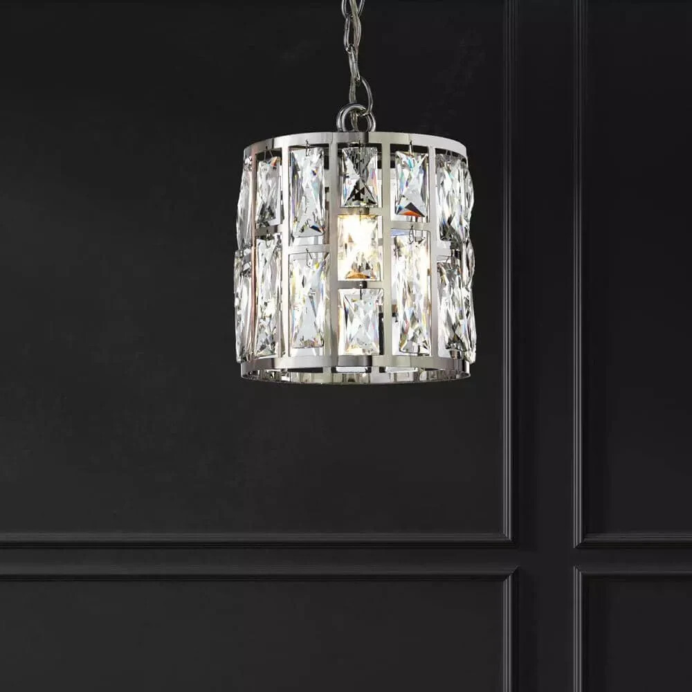 Home Decorators Collection Kristella 1-light Crystal and Chrome Pendant ...