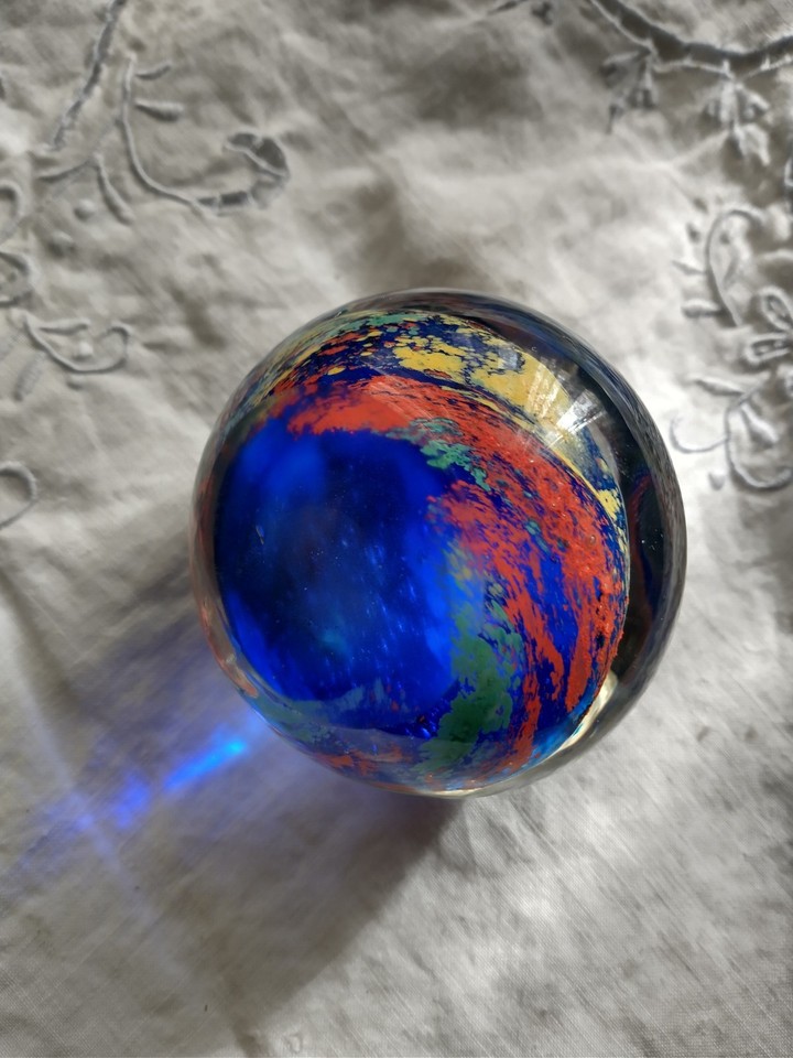 Vintage Studio Art Glass Hand Blown Paperweight Abstract Outer Space ...