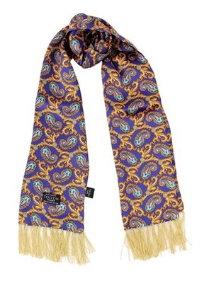 Tootal Vintage Mod Silk Scarf, Navy & Gold Paisley, BNWT | eBay UK