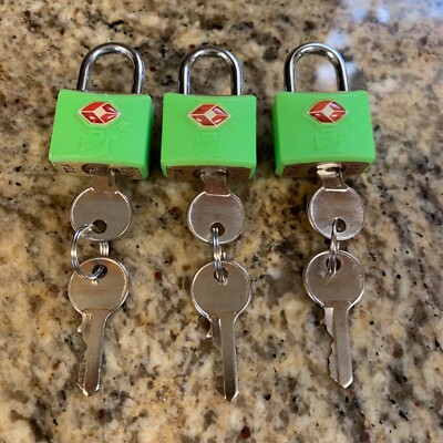 3 Luggage Brass Padlocks w/Keys TSA 007, Keyed Alike | eBay