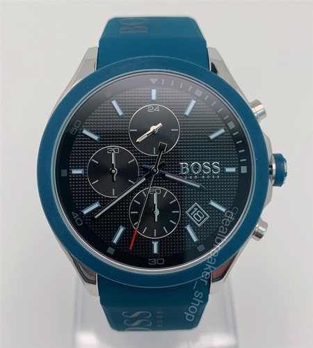 Hugo Boss 1513717 Velocity Blue Silicone Strap Chronograph Men's Watch ...