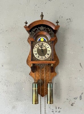 Vintage wall clock Dutch phase moon Franz Hermle Mechanical pendulum ...
