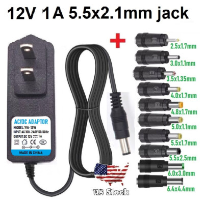 AC 100-240V to DC 12V 1A Power Supply Adapter Charger with 10 Sizes DC ...