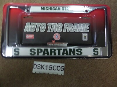 Michigan State Spartans License Plate Frame Chrome Auto Tag Green White ...