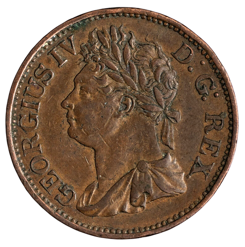 Ireland. George IV 1823 1/2 Penny, Copper 8.64 gr., 26.71 mm EF KM-150 ...