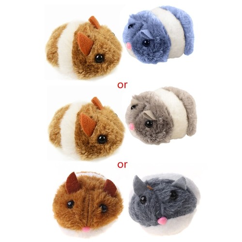 Pull String Mouse Vibrating Movable Interactive Toy Fluffy Plush Mice ...