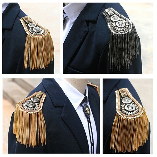 1pc Tassel Chain Shoulder Board Badges Epaulet Epaulette Military Pin ...