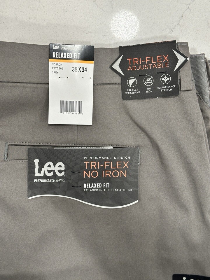 New Lee Tri-Flex No Iron Relaxed Fit Performance Stretch Khaki Chino ...