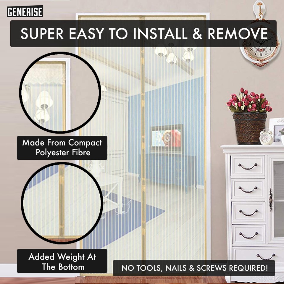 Magnetic Mesh Door Magic Protection Curtain Snap Fly Bug Insect ...