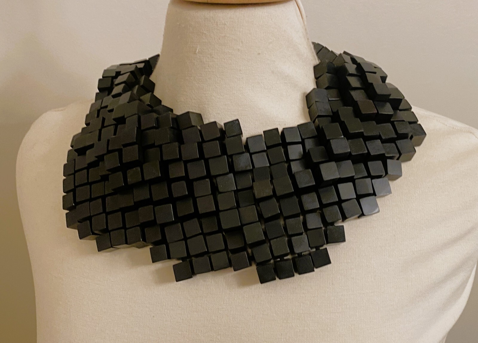 Gerda Lynggaard -Monies Monies Ebony Wood Cubes Geometric Statement Bib ...