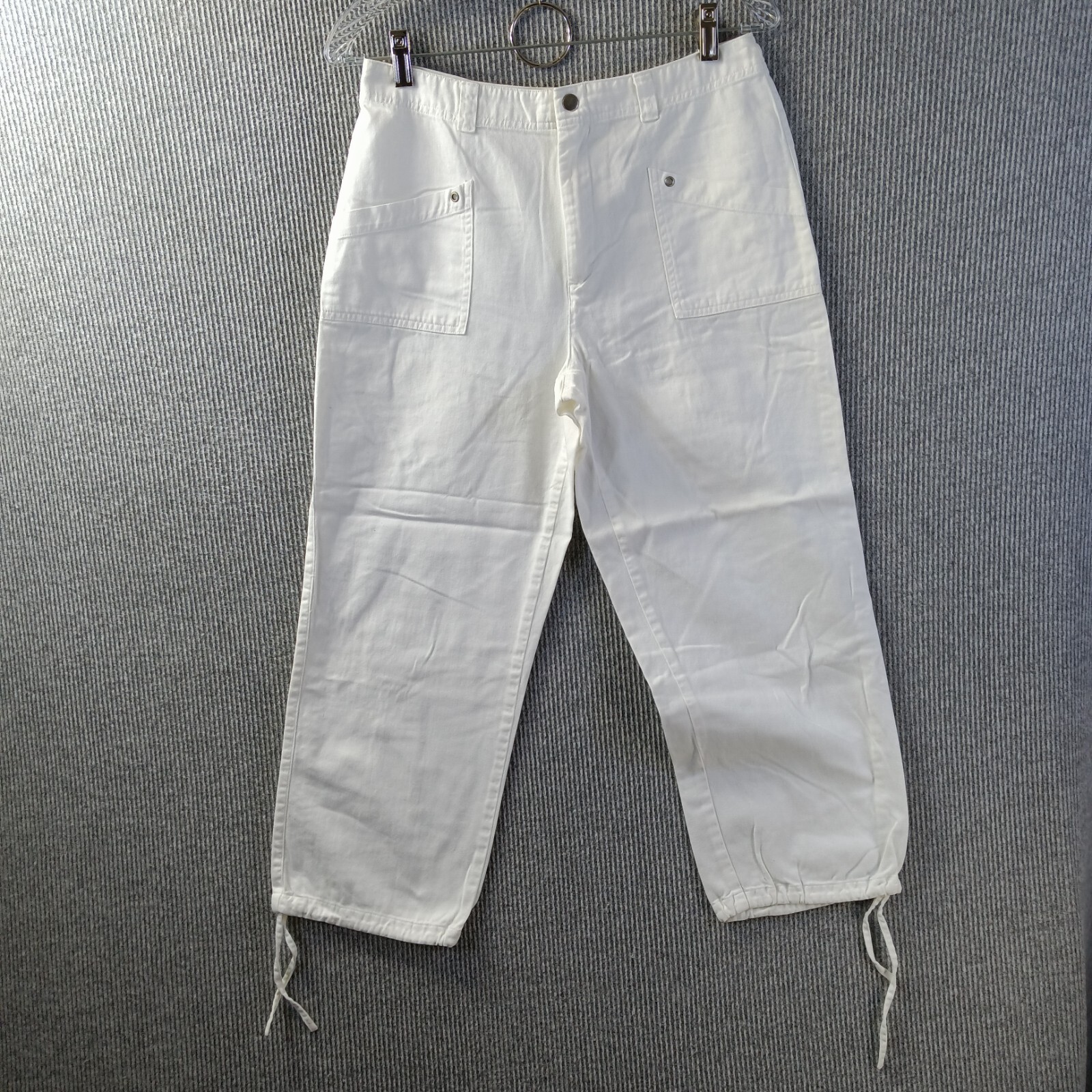 Kim Rogers Capris Pants Womens 6 White Pocket Drawstring Leg Opening ...