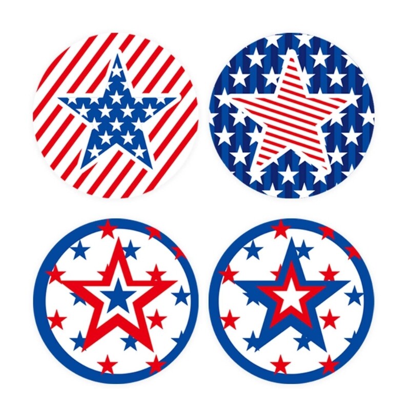 4 Rolles Self-Adhesive Star Stickers Patriotic Stickers Independence ...
