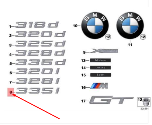 BMW 3 Gran Turismo F34 Couvercle de coffre 335i Embl me 51147351969 ...
