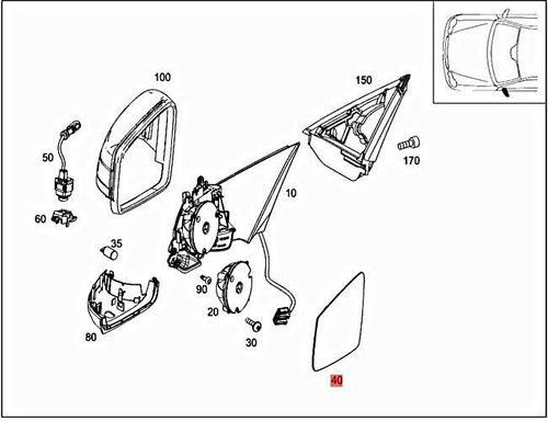 Genuine MERCEDES BBDC A207 C204 C207 C216 Mirror glass 2128102221 | eBay