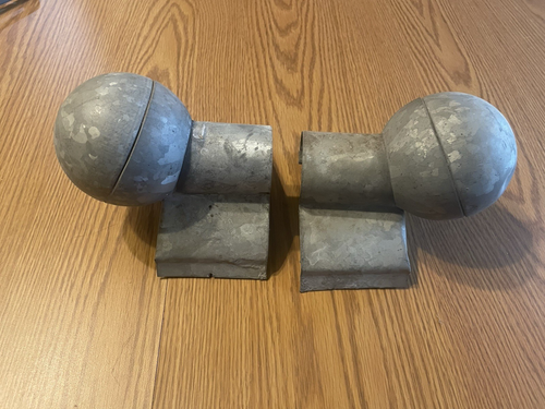 Set Of 2 Vintage Galvanized Roof Ridge Ball End Cap Finial 3 1/2 Inch ...