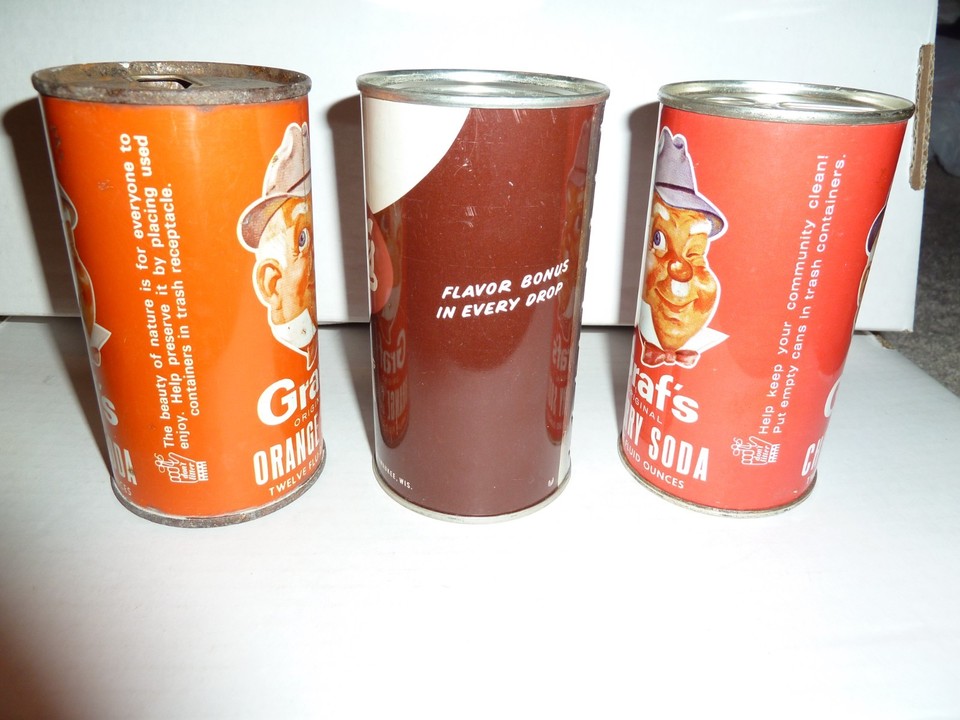 GRAF'S COLA, Orange, Cherry Vintage Soda Cans - FREE SHIPPING | eBay
