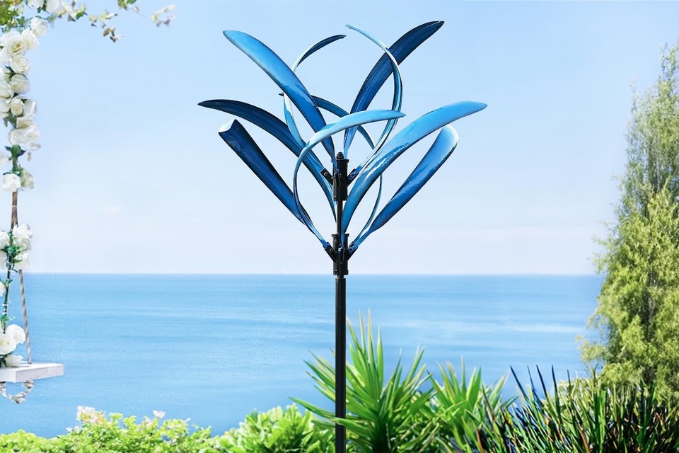 Wind Spinner for Yard and Garden - Large Metal Kinetic Wind Blue ...