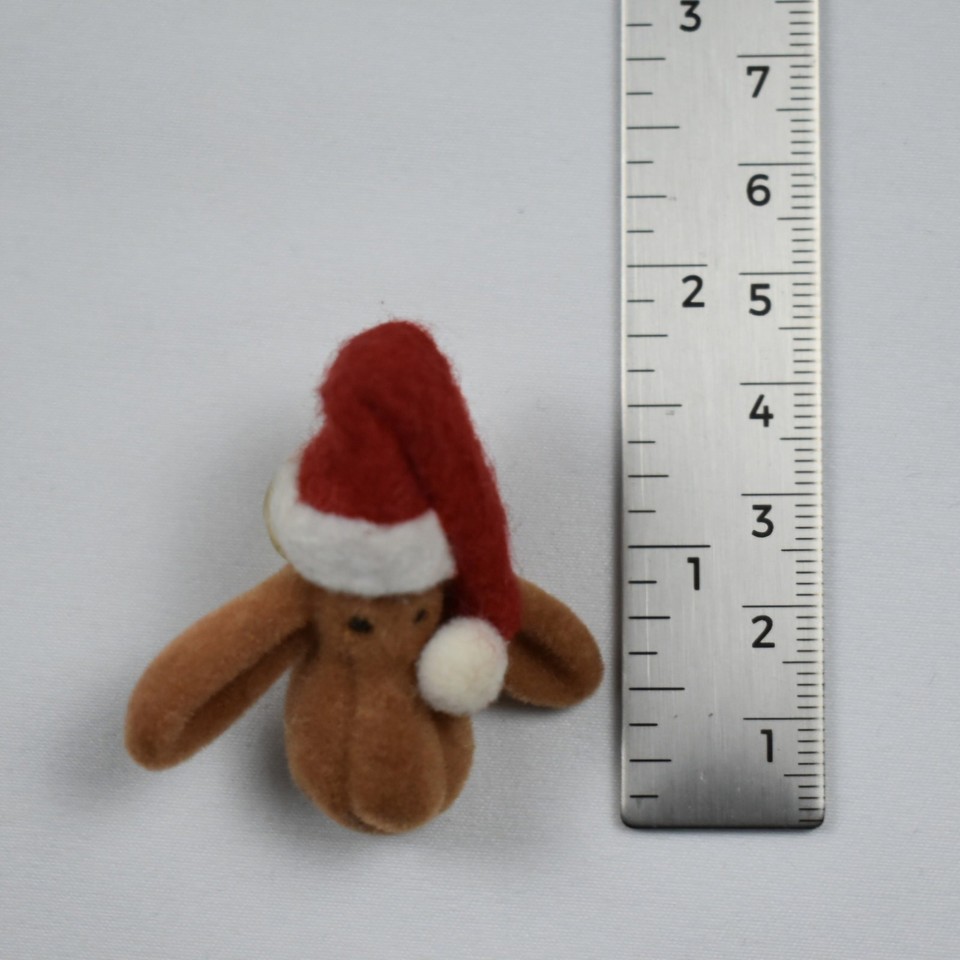 Vintage Fuzzy Flocked Holiday Christmas Moose in Santa Hat brooch pin ...