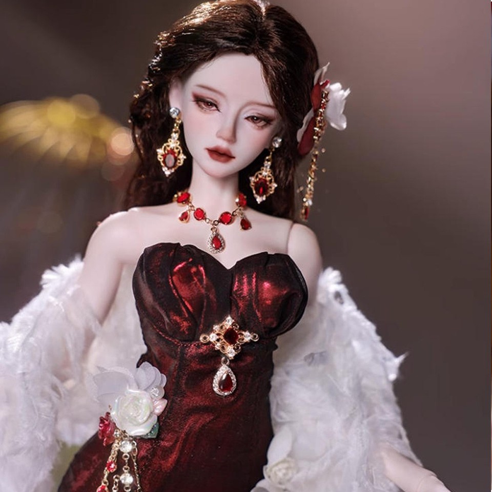 Full Set 1/4 BJD Doll Resin Face Makeup Delphine fishtail evening gown ...