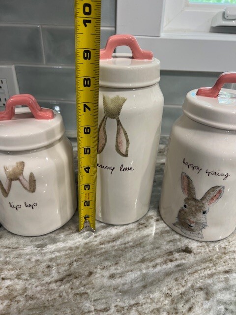 Rae Dunn 3 Piece Canister Set Hip Hop Happy Spring Bunny Love Kitchen ...