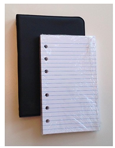 Little 6-Ring Vinyl Binder for 3-1/2 x 6 inch Sheets, Black with 1 Pack ...