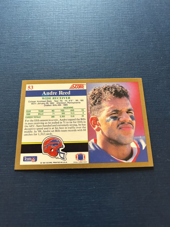 1991 Score Football Andre Reed #53 HOF Set Break NM-MT | eBay