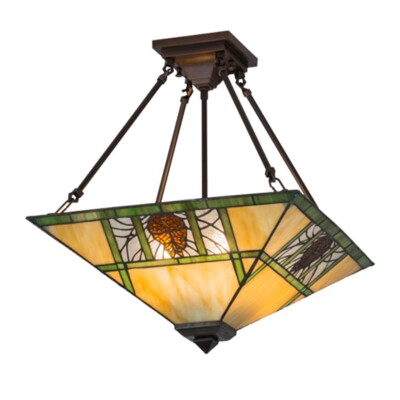 Meyda Lighting 17'Sq Pinecone Ridge Semi-Flushmount, Beige Amber ...