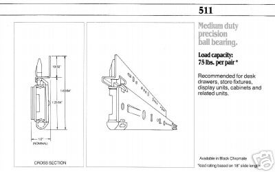 GRANT #511-22" DRAWER SLIDES, 3/4-EXTENSION, ZINC-PLATED, WITH SCREWS ...
