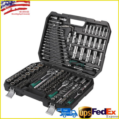 216Pcs Mechanics Tool Set 1/4" 3/8" 1/2" Metric Socket Wrench Set Tool ...