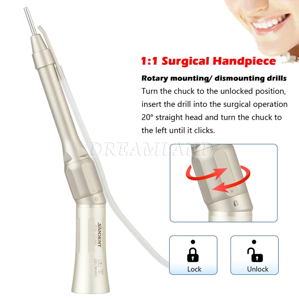 SANDENT Dental Surgical Handpiece Straight/20 Degree Angle 1:1 Micro ...