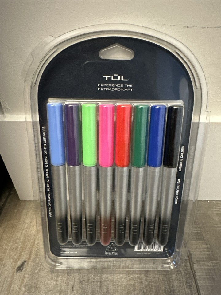 TUL Permanent Markers, Fine Point, Silver Barrel, Assorted Ink Colors 8 ...