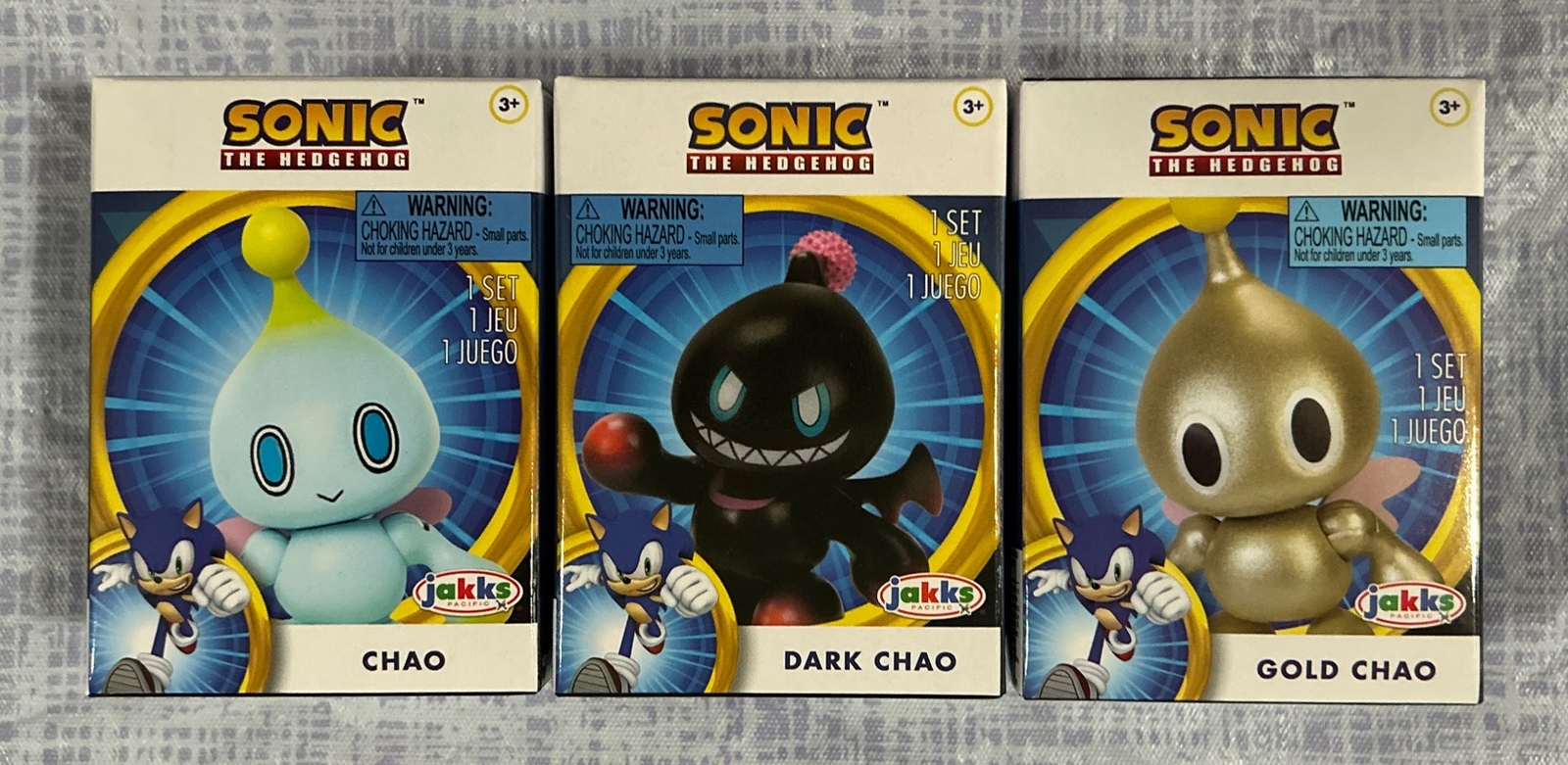 NEW 2024 Jakks Sonic The Hedgehog CHAO, DARK CHAO & GOLD CHAO 2.5" LOT ...