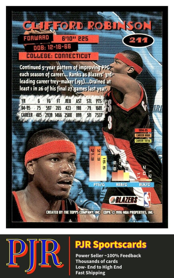 1995-96 Stadium Club #211 Clifford Robinson Portland Trail Blazers | eBay