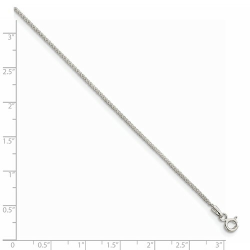 STERLING SILVER 1.25MM ROUND SPIGA WHEAT 20" CHAIN NECKLACE 20 INCH ...