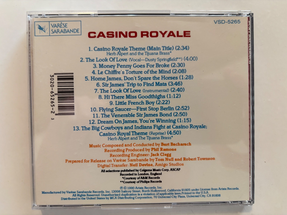 CD CASINO ROYALE Soundtrack 1990 PERFECT SHINING EXAMPLE Bacharach ...