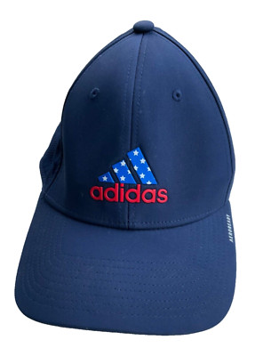 adidas Structured front Aflex cap hat Navy Blue with red, white, blue ...