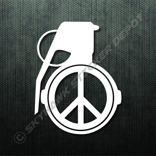 Grenade Peace Sign Bumper Sticker Vinyl Decal Hippie Car Van Sticker ...