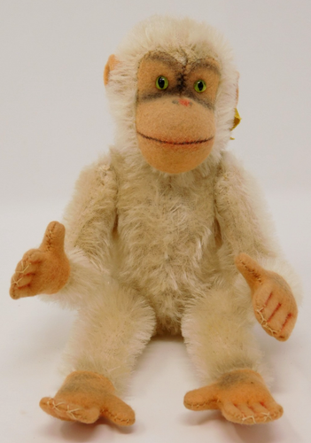VNTG 1949-58 15cm Steiff #5315 JOCKO CHIMPANZEE Monkey White Mohair 2 IDs | eBay