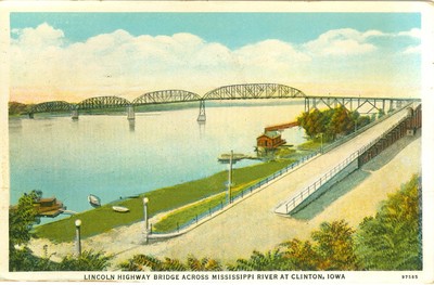 Clinton, IA The Lincoln Highway Bridge over the Mississippi 1934 | eBay
