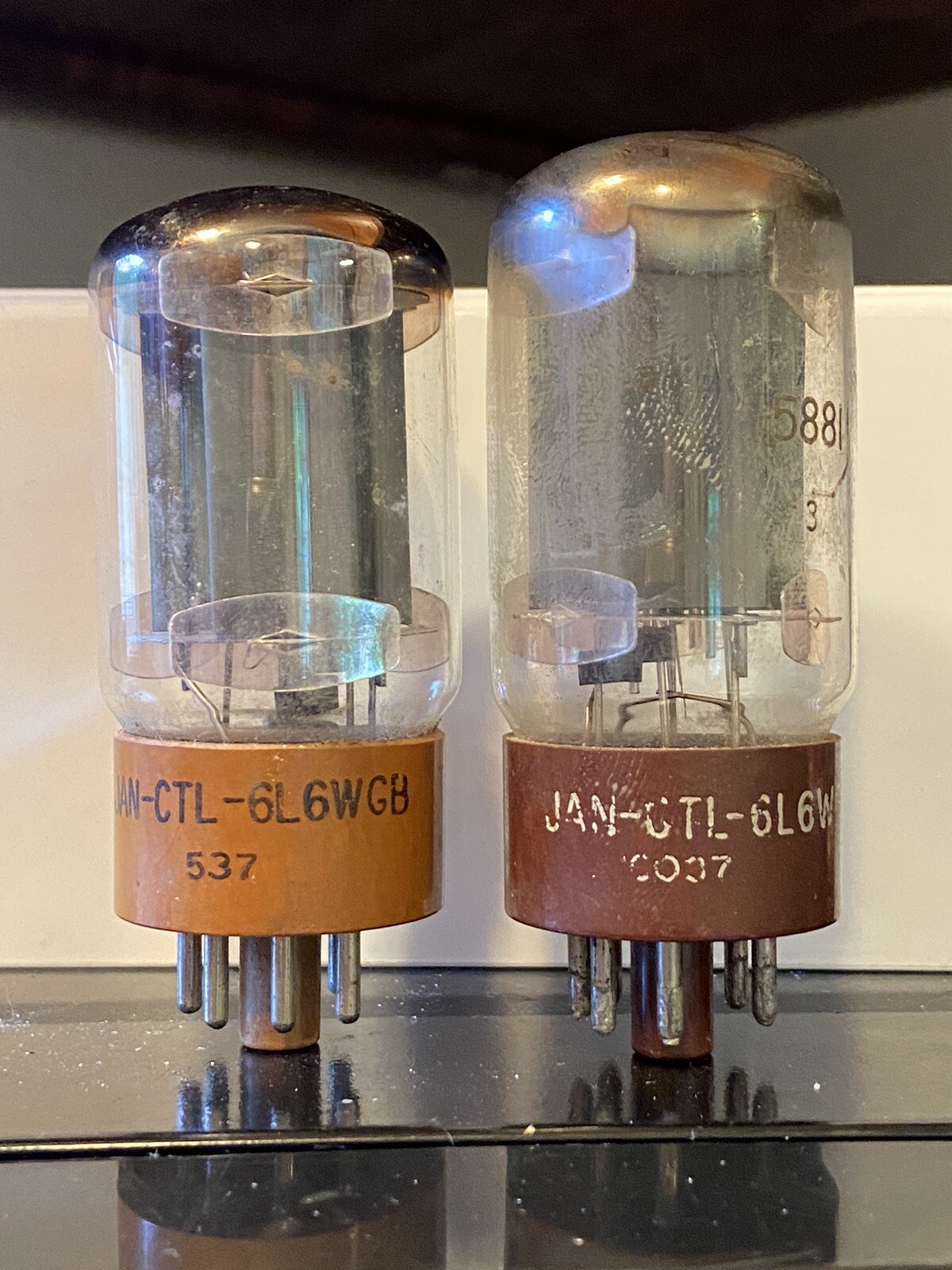 pair Vintage military-spec Tung-sol USA JAN-CTL-6L6-WGB 5881 tubes ...