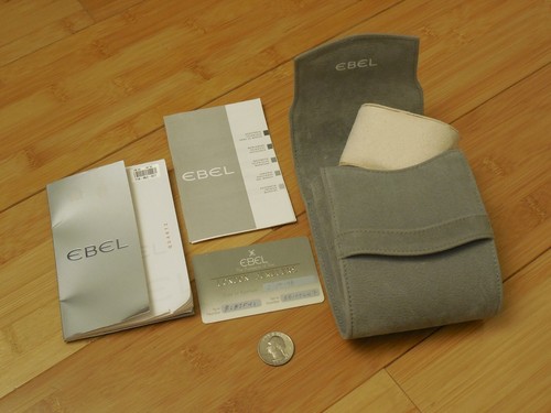 VINTAGE COLLECTIBLE EBEL DISPLAY GRAY POUCH BOX WITH BOOKLET & WARRANTY ...