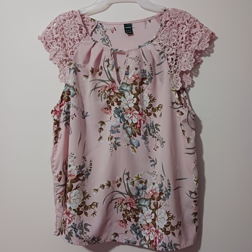 NWOT Shein Beautiful Pink Women Top Wl Crochet Sleeves Xl W/ Teardrop ...