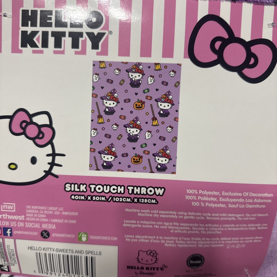 New Hello Kitty Halloween Witch Plush 40" x 50" Preschool Throw Blanket ...